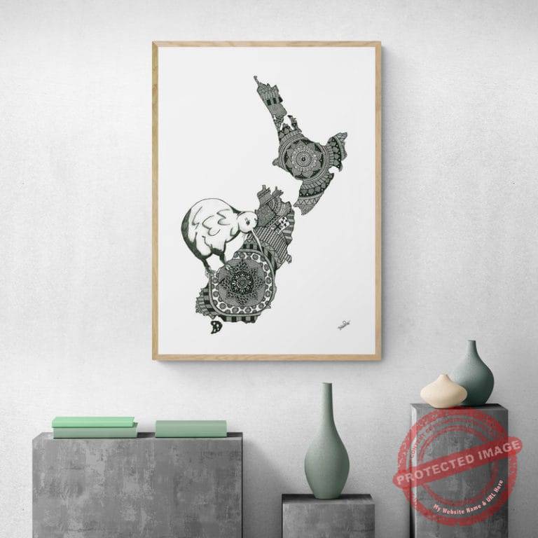 New Zealand Map Art Print By Anamika Rathore - Art Collective