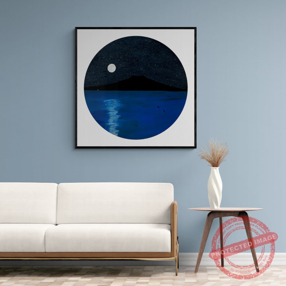 Rangitoto in Moonlight Art Print By Madi Mackay - Art Collective