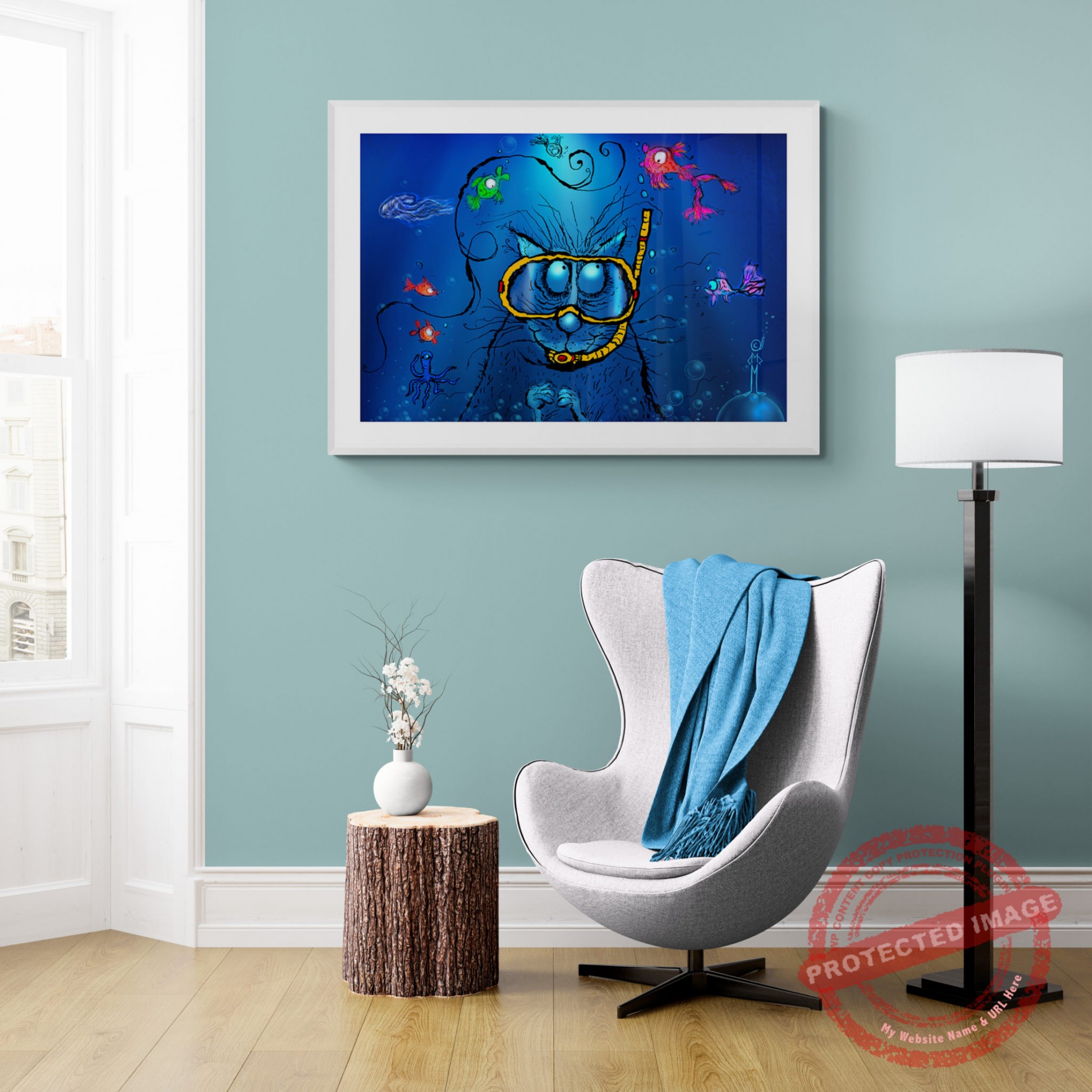 Cat Fish Art Print By Michael Rollo Mirfin - Art Collective