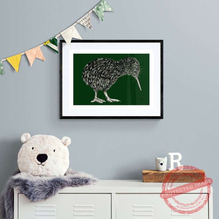 Little Kiwi Forest Green Art Print By Lesh Creates - Art Collective