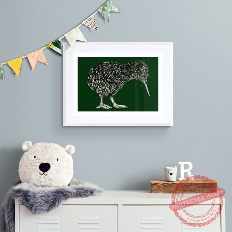 Little Kiwi Forest Green Art Print By Lesh Creates - Art Collective