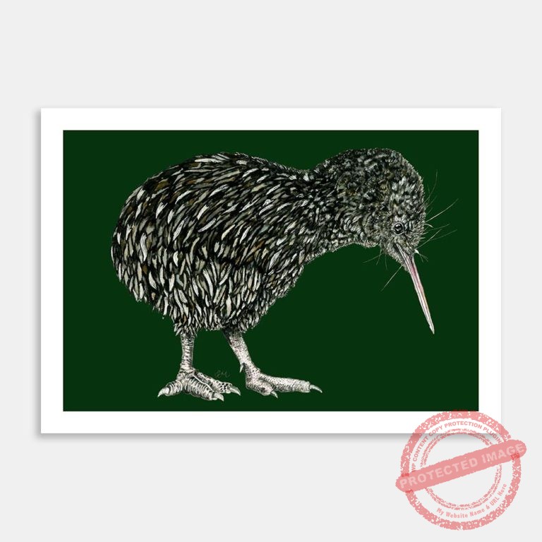 Little Kiwi Forest Green Art Print By Lesh Creates - Art Collective