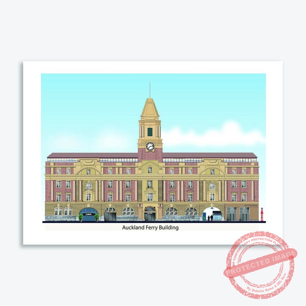 Auckland Ferry Building Art Print By Jim Familton - Art Collective
